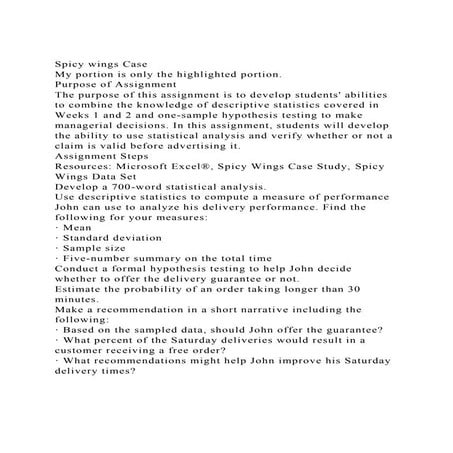 Spicy wings CaseMy portion is only the highlighted portion. Pu.docx