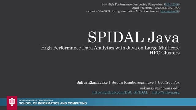 Spidal Java High Performance Data Analytics With Java On Large Multicore Hpc Clusters Ppt