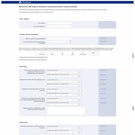 Spidergap - Our 360 feedback questionnaire standard template | PDF