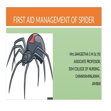 First aid management of spiders. pptx ppt | PPTX