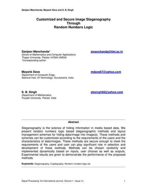 Customized And Secure Image Steganography Through Random Numbers Logic Pdf