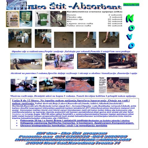 IBT Eko Stit SPC sorbent products Spillsorb Cansorb Brosura Sh | PDF