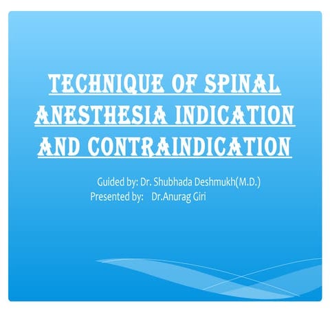 Spinal anesthesia | PPT
