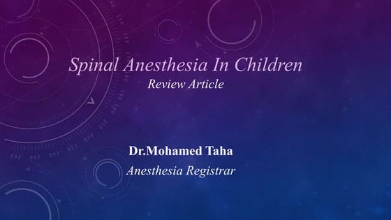 Paediatric spinal-anaesthesia | PDF