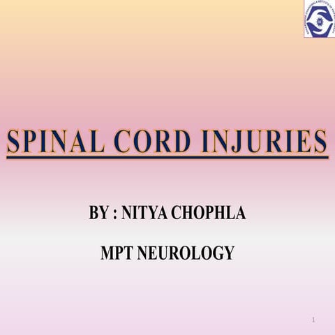 SPINAL CORD INJURIES AND PT REHABILITATION | PPTX