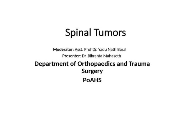 SPINAL TUMORS PPT | PPT