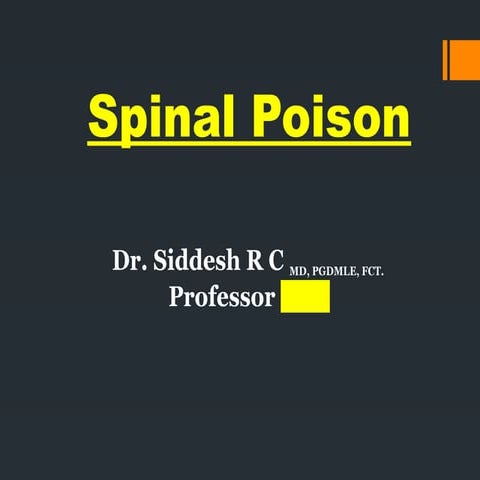 Forensic medicine and Toxicology: Spinal poison | PPTX