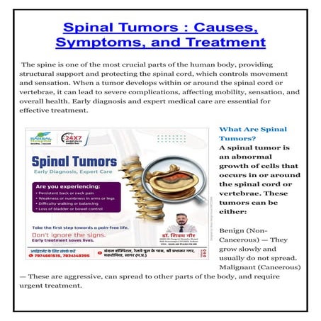 Spinal Tumors - Dr. Shivam Gour | Consultant Neurosurgeon Brain & Spine surgeon | PDF