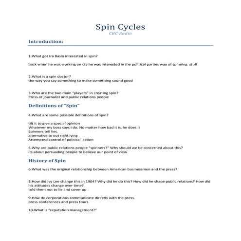 Spin cycles | PDF
