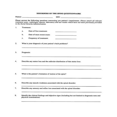 Disorders of the Spine Questionnaire | PDF