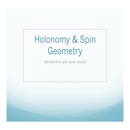 Holonomy and spin geometry title introduction | PDF