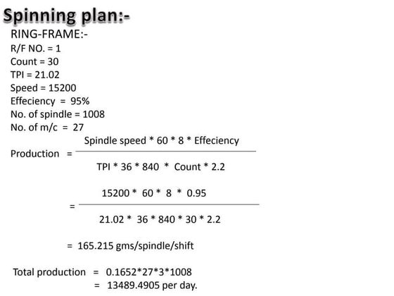 Spin plan for 80s combed yarn | PDF