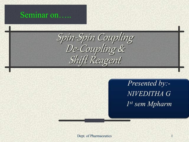 NMR Spectroscopy - Spin spin Coupling-Splitting ,Multiplicity, (n+1 ...