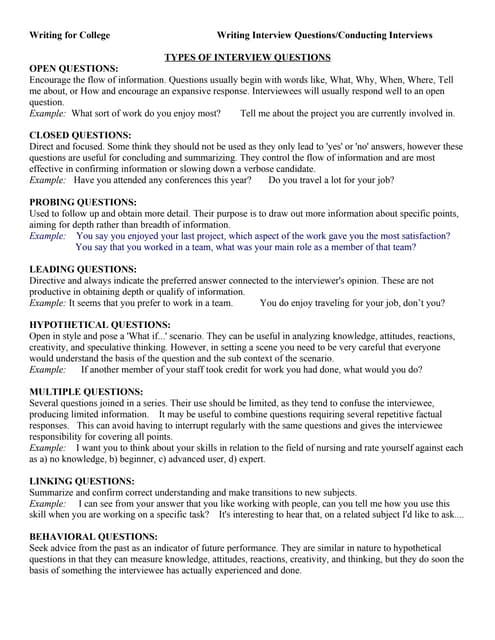 Interview question types | PDF