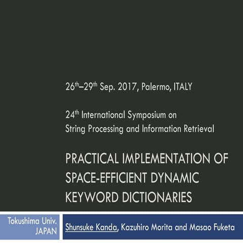 Practical Implementation of Space-Efficient Dynamic Keyword Dictionaries | PDF