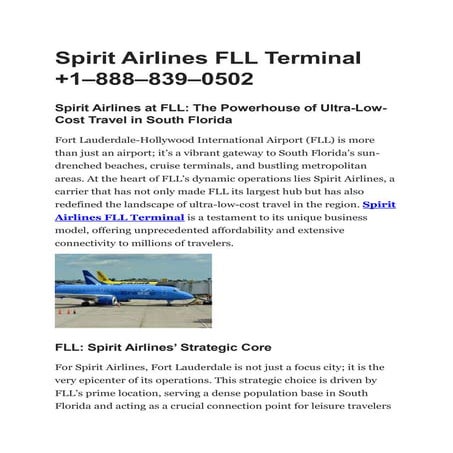 Spirit Airlines FLL Terminal +1–888–839–0502 | PDF