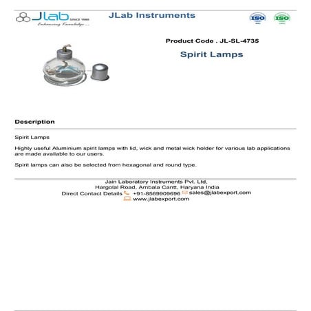 Spirit lamps Manufacturer and Exporters | PDF