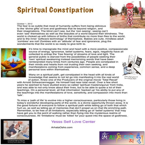 Spiritual constipation | PAGES