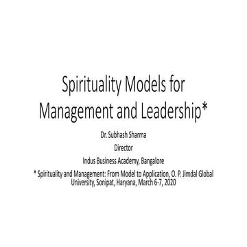 Spirituality Models for Management and Leadership | PPTX