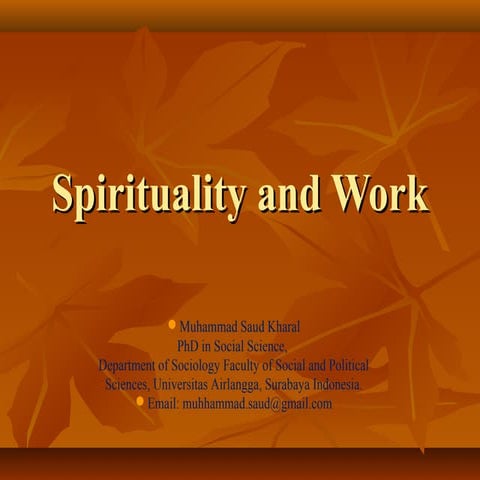 Spirituality and work | PPT
