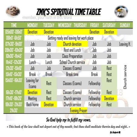 Spiritual timetable | PDF