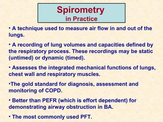 Spirometry | PPTX | Lung and Respiratory Health | Diseases and Conditions