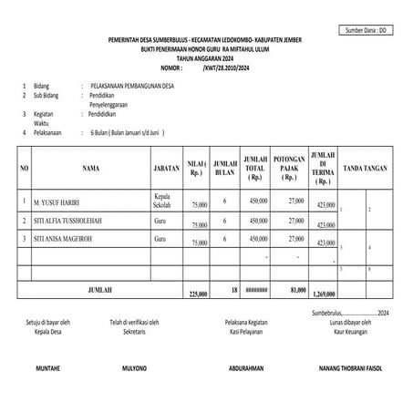SPJ DESA untuk mengajukan bantuan dana desa | PDF