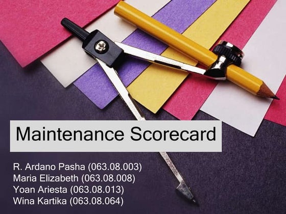 Maintenance Manager Balanced Scorecard | PDF | Business | Business and ...