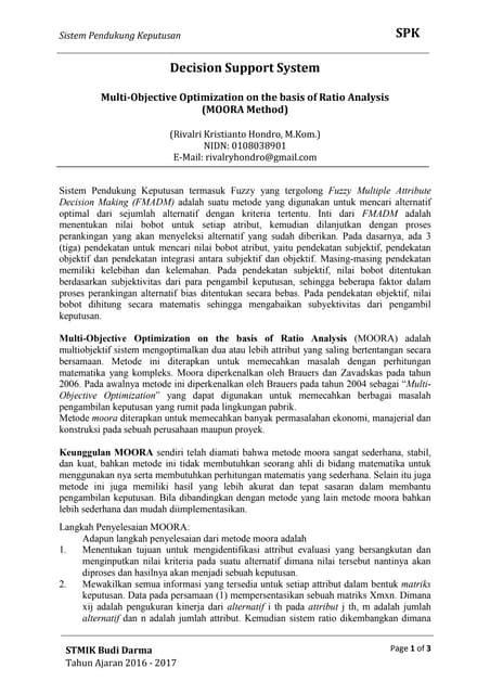 Multi Objective Optimization On The Basis Of Ratio Analysis Moora Method Pdf