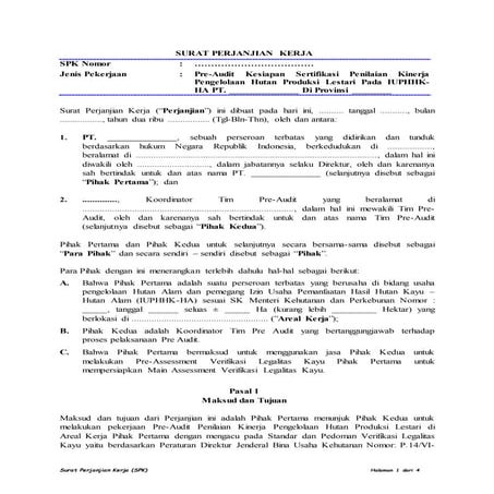 Perjanjian Pre-Audit Kesiapan Sertifikasi Penilaian Kinerja Pengelolaan ...