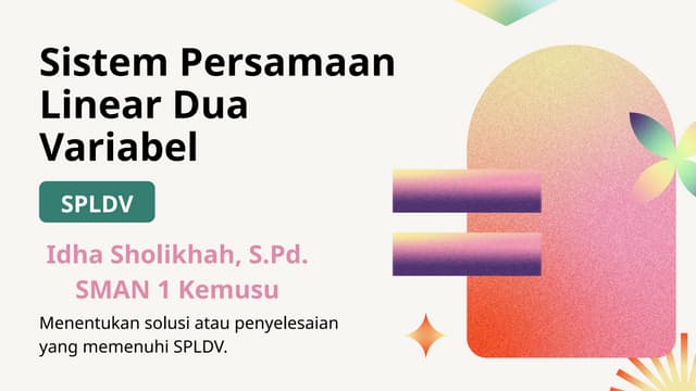 PPT Ssitem Persamaan Linear Dua Variabel | PPTX