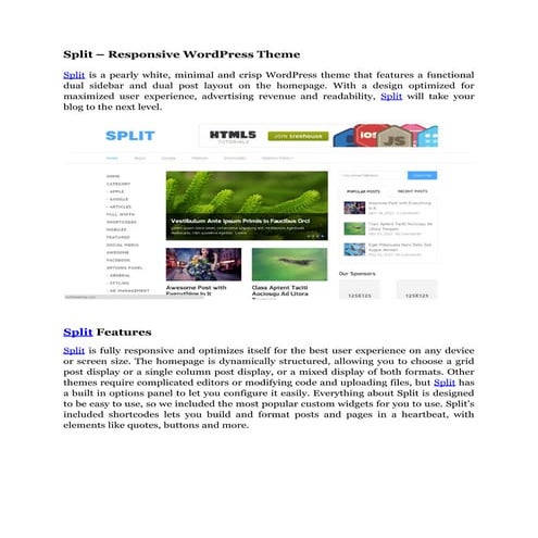 Split responsive wordpress theme | PDF