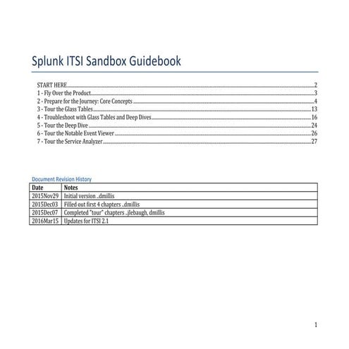 Splunk IT Service Intelligence Sandbox Guidebook | PDF