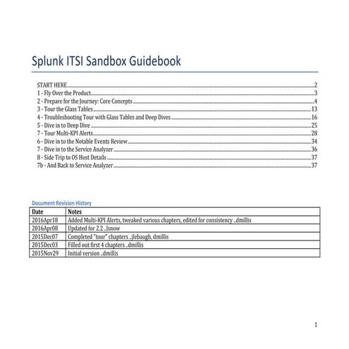 Splunk ITSI Sandbox Guidebook | PDF