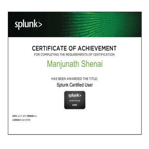 Splunk Certified User | PPT