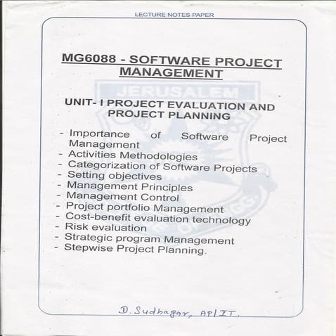 Spm unit-1-notes | PDF