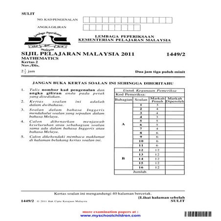 Spm 2012 kertas 2 | PDF