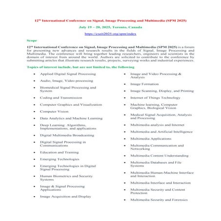 12th International Conference on Signal, Image Processing and ...