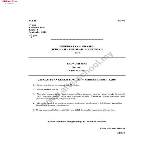 Spm trial paper 2013 economics n9_k1 | PDF
