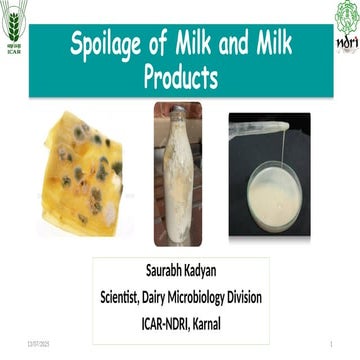Microbial spoilage of Milk and Milk Products | PPTX