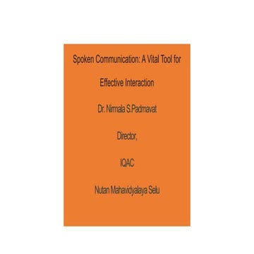 Spoken Communication: A Vital Tool for Effective Interaction | PPT