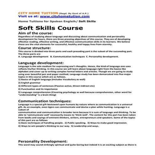 Spoken english,soft skills | PDF
