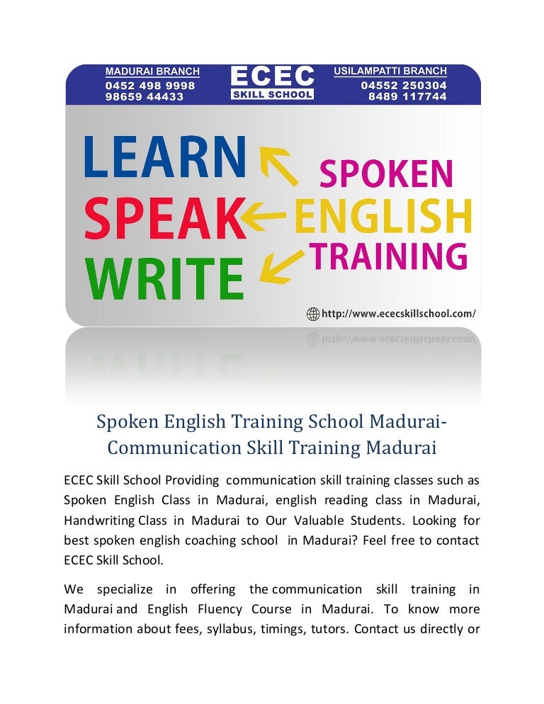 Spoken english training school madurai communication skill training m…