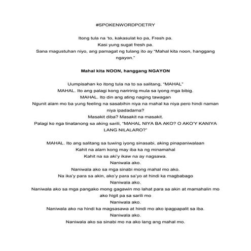 Spoken Word Poetry | DOCX