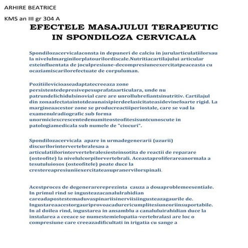 Spondiloza kinetoterapie | DOCX