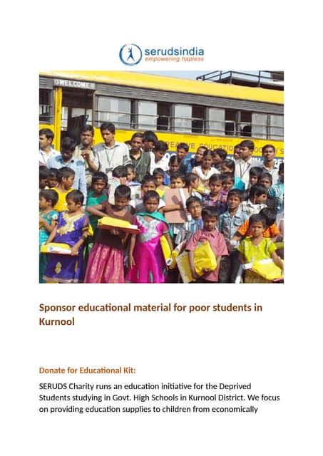Make Charity for Poor Students To Strong India | PDF