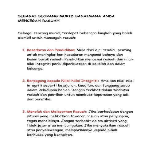 GEJALA RASUAH : MAKSUD, PUNCA, KESAN NEGATIF DAN CARA MENANGANINYA | DOCX