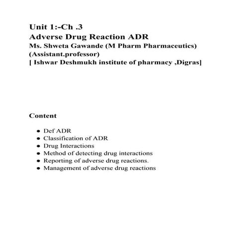 Adverse drug reactions | PPTX