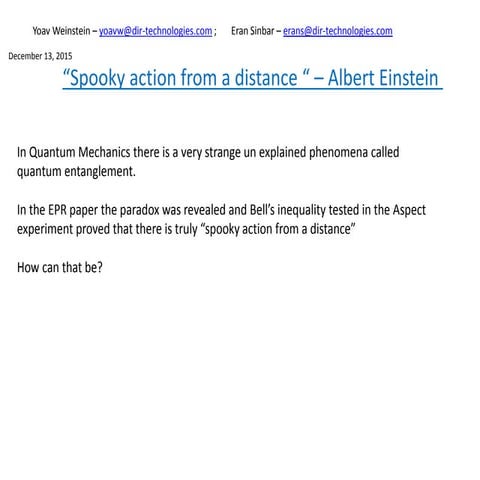 Spooky action from a distance | PDF