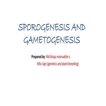 Sporogenesis and gametogenesis | PPTX